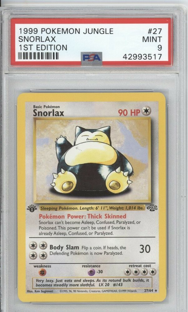 Auction Prices Realized Tcg Cards 1999 Pokemon Jungle Snorlax 1st Edition