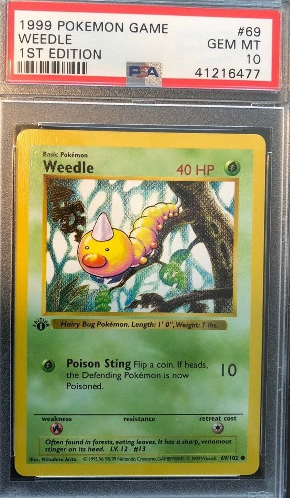 Auction Prices Realized Tcg Cards 1999 Pokemon Game Weedle 1ST EDITION auction-prices-realized-tcg-cards-1999-pokemon-game-weedle-1st-edition