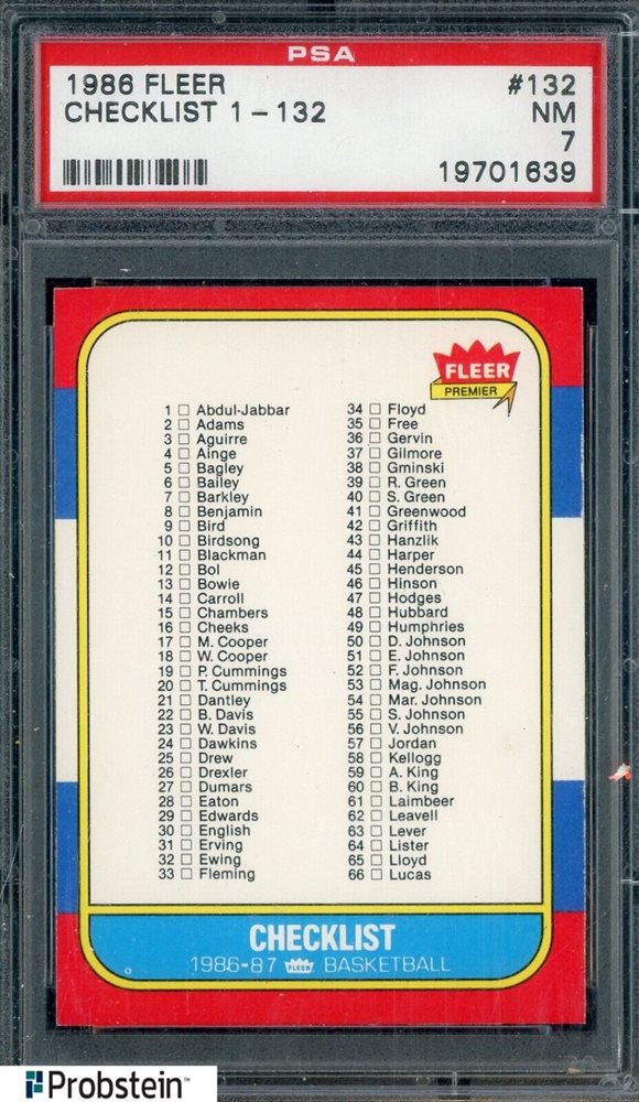 Auction Prices Realized Basketball Cards 1986 Fleer Checklist 1-132