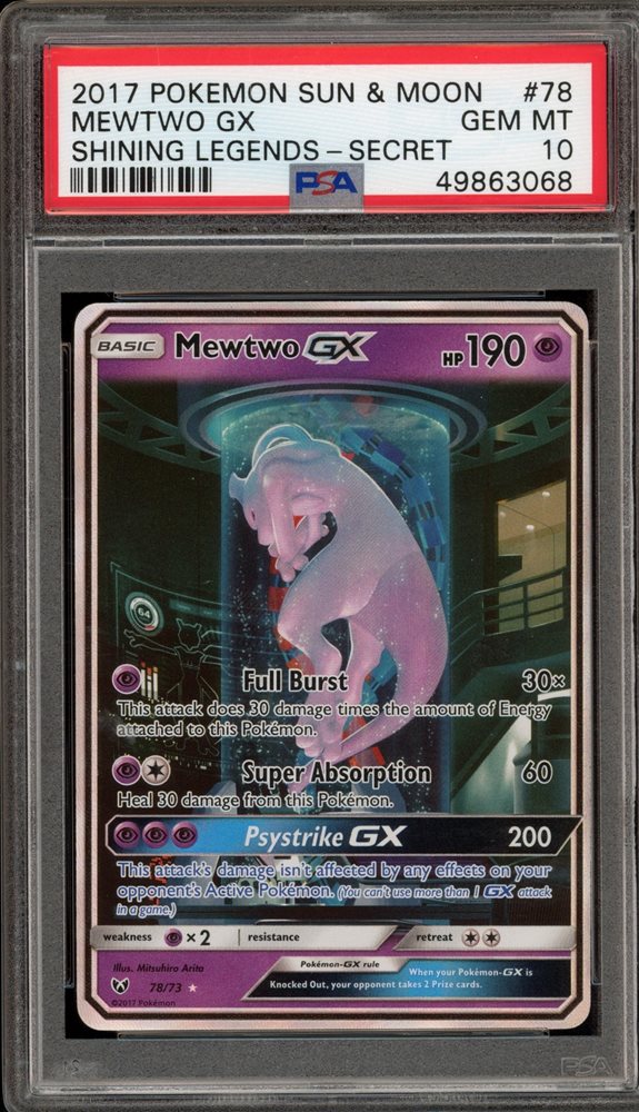Auction Prices Realized Tcg Cards 2017 POKEMON SUN & MOON SHINING LEGENDS Mewtwo Gx