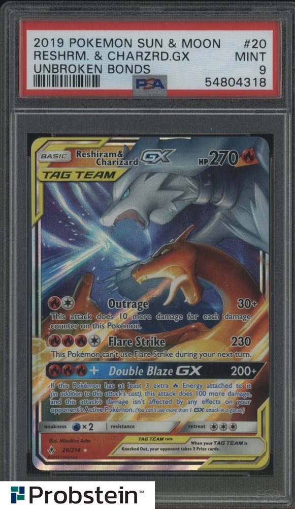 Auction Prices Realized Tcg Cards 2019 POKEMON SUN & MOON UNBROKEN BONDS Reshiram & Charizard Gx