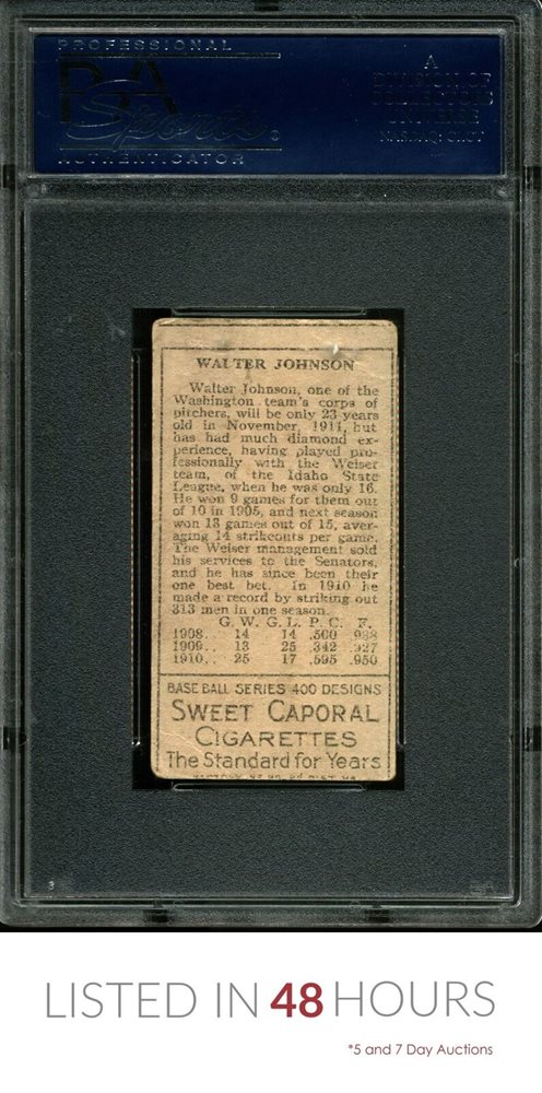 Auction Prices Realized Baseball Cards 1911 T205 GOLD BORDER Walter Johnson