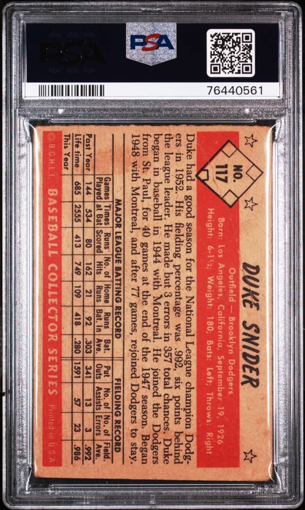 Auction Prices Realized Baseball Cards 1953 Bowman Color Duke Snider