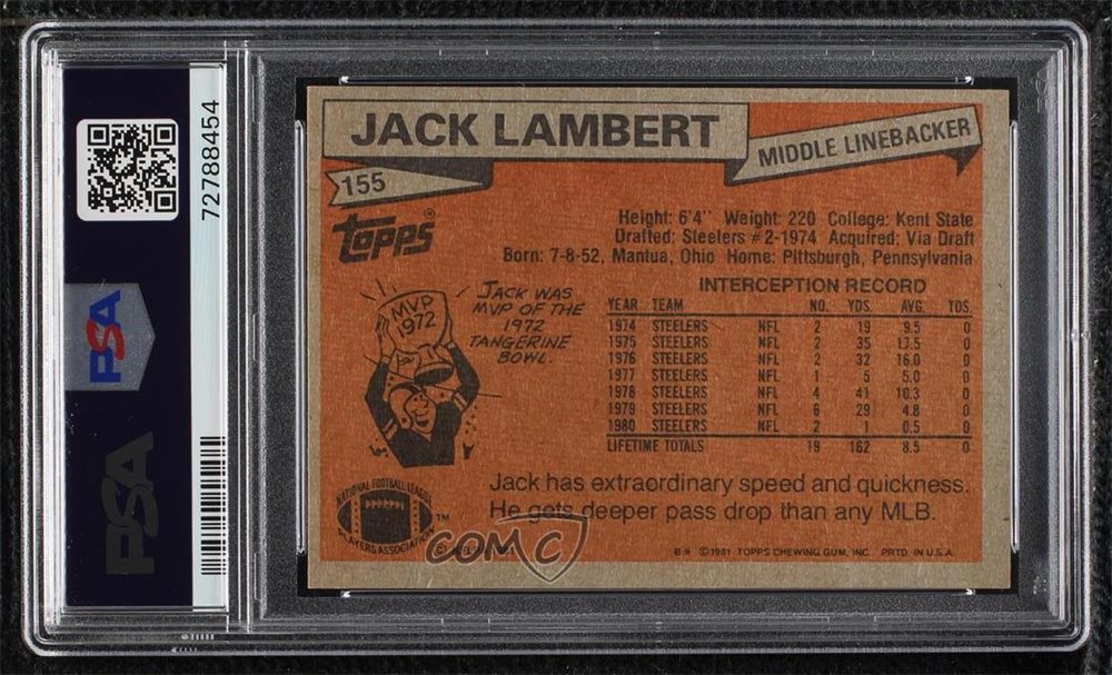 Auction Prices Realized Football Cards 1981 Topps Jack Lambert