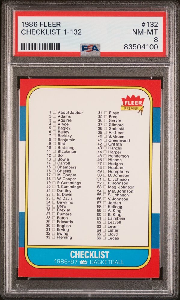 Auction Prices Realized Basketball Cards 1986 Fleer Checklist 1-132