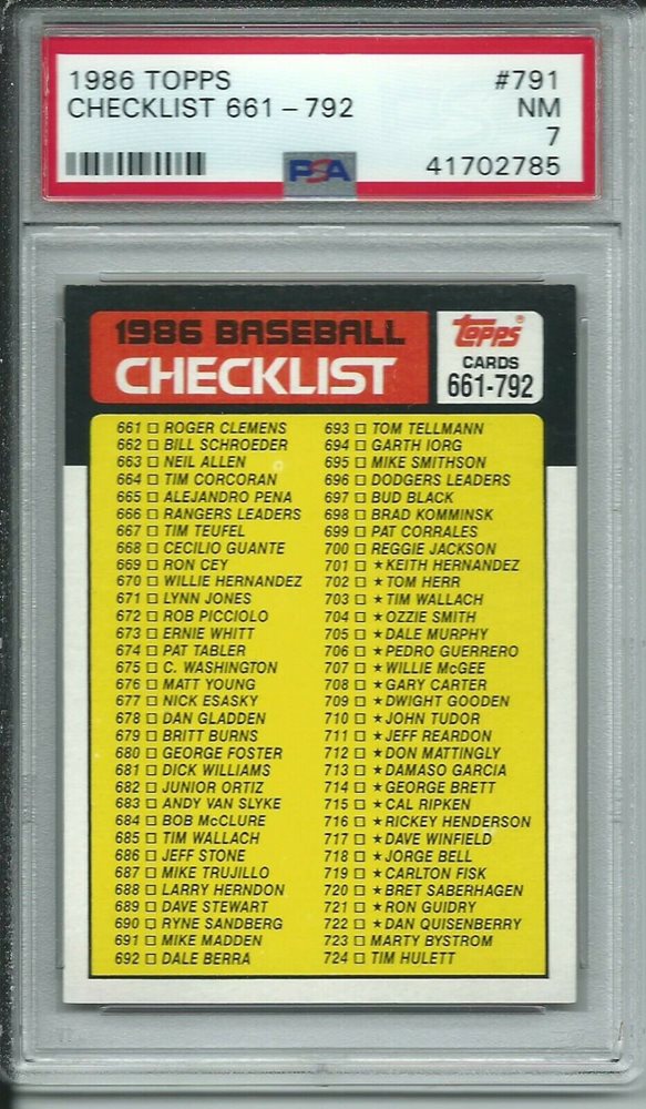 Auction Prices Realized Baseball Cards 1986 Topps Checklist 661-792