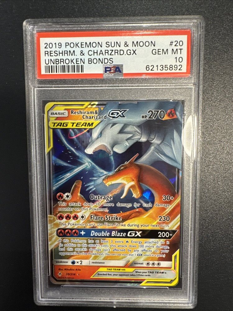 Auction Prices Realized Tcg Cards 2019 Pokemon Sun & Moon Unbroken Bonds Reshiram & Charizard Gx