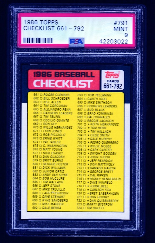 Auction Prices Realized Baseball Cards 1986 Topps Checklist 661-792