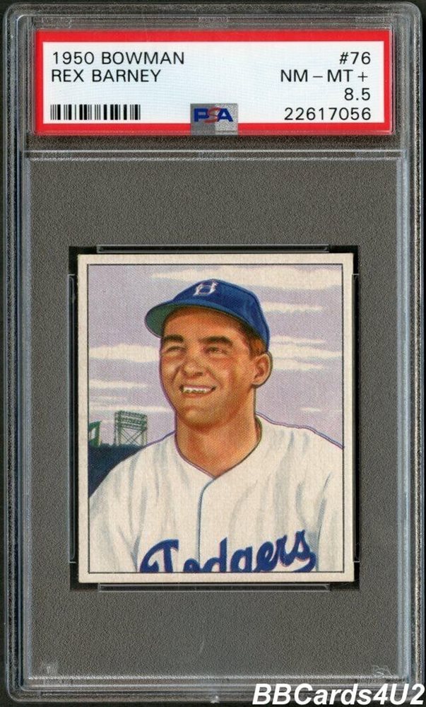 Prix de vente aux enchères réalisés Baseball Cards 1950 BOWMAN Rex Barney