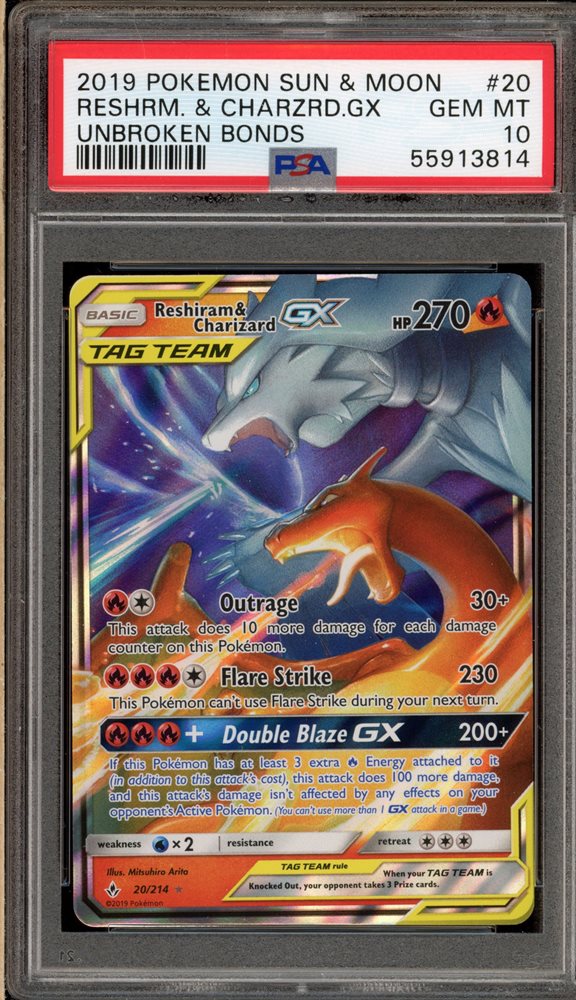 Auction Prices Realized Tcg Cards 2019 Pokemon Sun & Moon Unbroken Bonds Reshiram & Charizard Gx