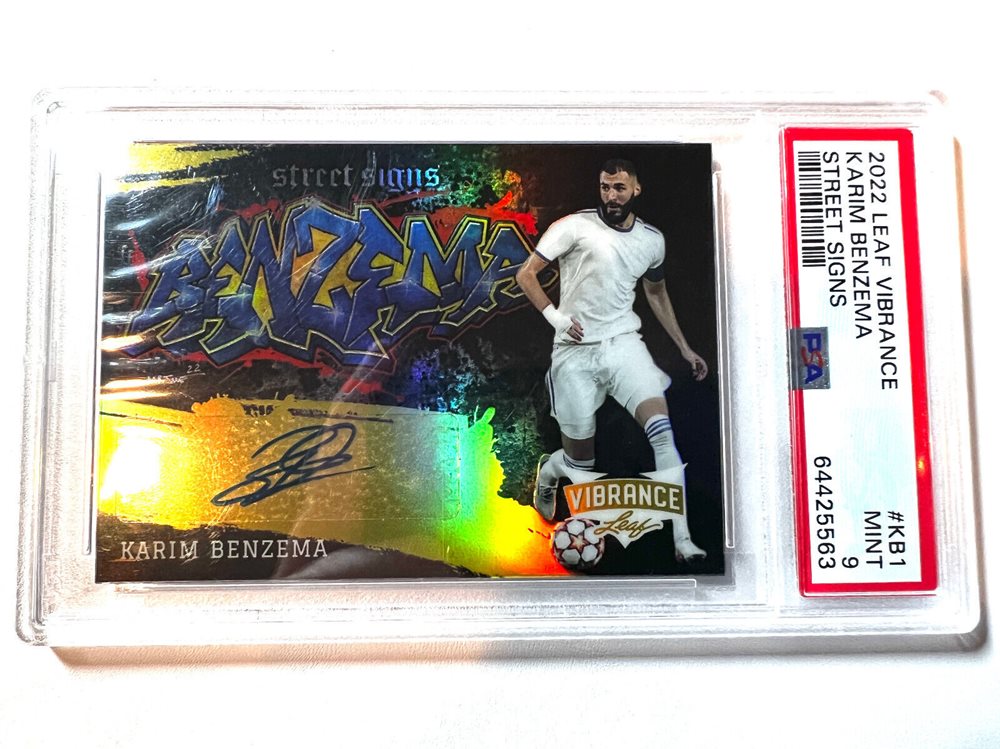 KARIM BENZEMA 2022 LEAF VIBRANCE STREET SIGNS PSA 9 AUT
