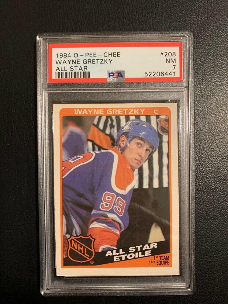 Memorabilia 1984-85 O Pee Chee All-Star #208 Wayne Gretzky Edmonton Oilers Graded PSA NM-MT 8 ...