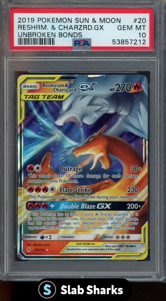 Auction Prices Realized Tcg Cards 2019 Pokemon Sun & Moon Unbroken Bonds Reshiram & Charizard Gx