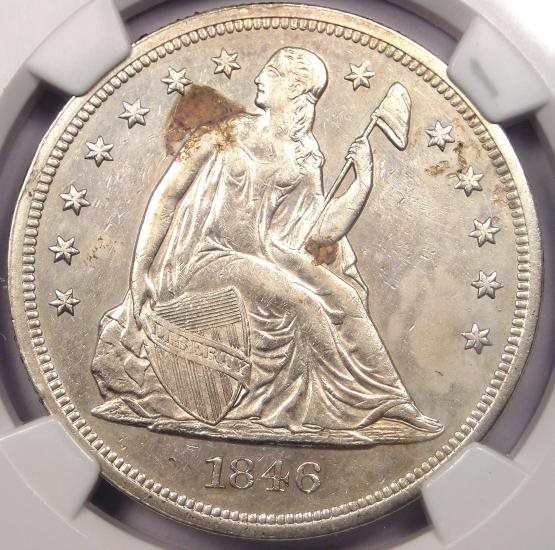 1846 Seated Liberty Silver Dollar $1 - NGC AU Details