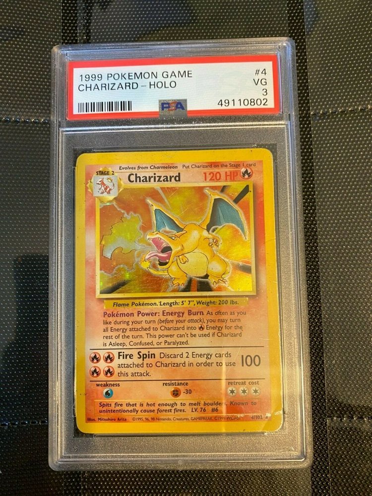 Pokemon Charizard Base Set 4/102 PSA 3 Newly Graded