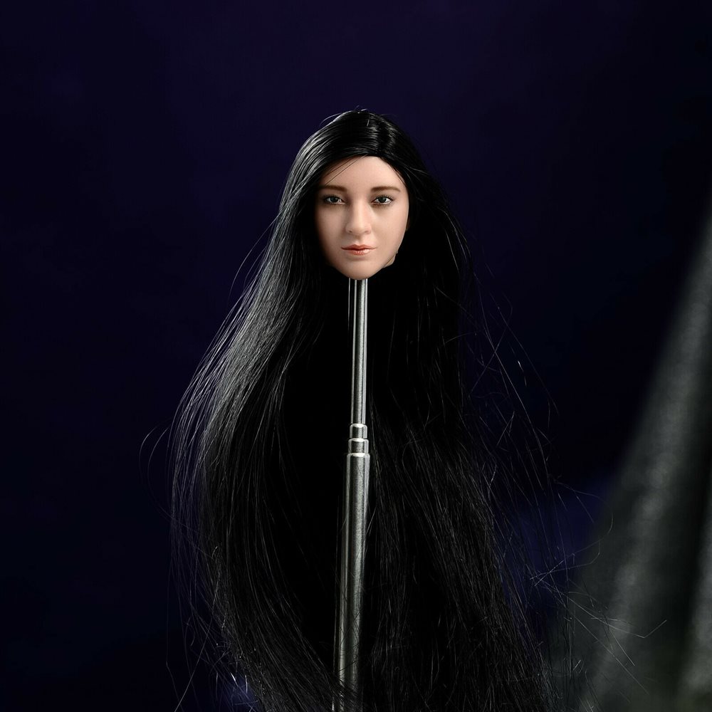 1 6 Scale Beauty Girl Head Sculpt With Long Black Strai