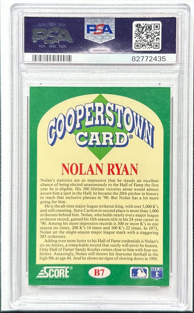 Auction Prices Realized Baseball Cards 1991 SCORE COOPERSTOWN Nolan Ryan