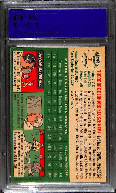 Auction Prices Realized Baseball Cards 1954 Topps Ted Kluszewski