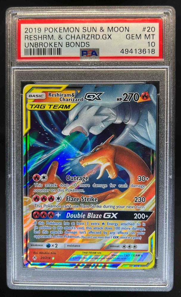 Auction Prices Realized Tcg Cards 2019 POKEMON SUN & MOON UNBROKEN BONDS Reshiram & Charizard Gx