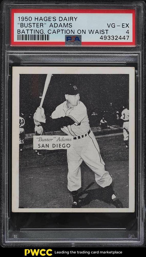 Auction Prices Realized Minor League Cards 1950 HAGE'S DAIRY "buster" Adams